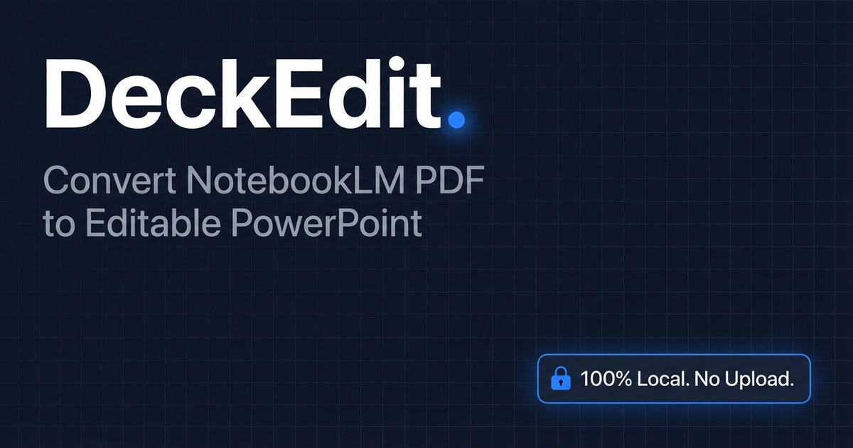 将 NotebookLM 幻灯片转换为可编辑的 PowerPoint 演示文稿 | DeckEdit